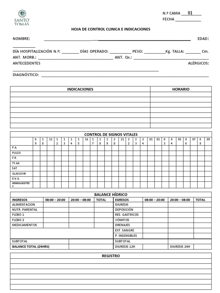 HOJA DE CONTROL CLINICO E INDICACIONES SIMULACION CLINICA CFT - ST | PDF