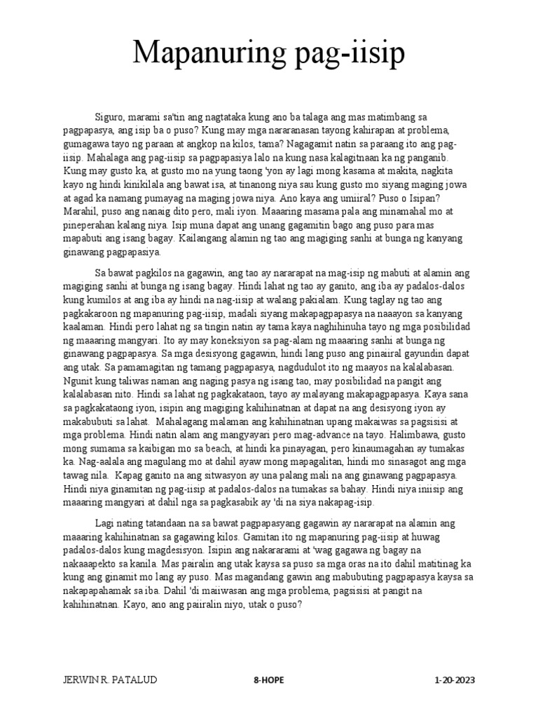 Mapanuring Pag Iisip | PDF