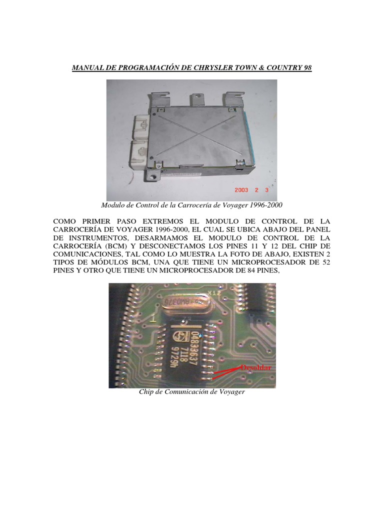 VOYAGER Y TOWN&COUNTRY 99-00.pdf | PDF | Microprocesador | Circuito integrado