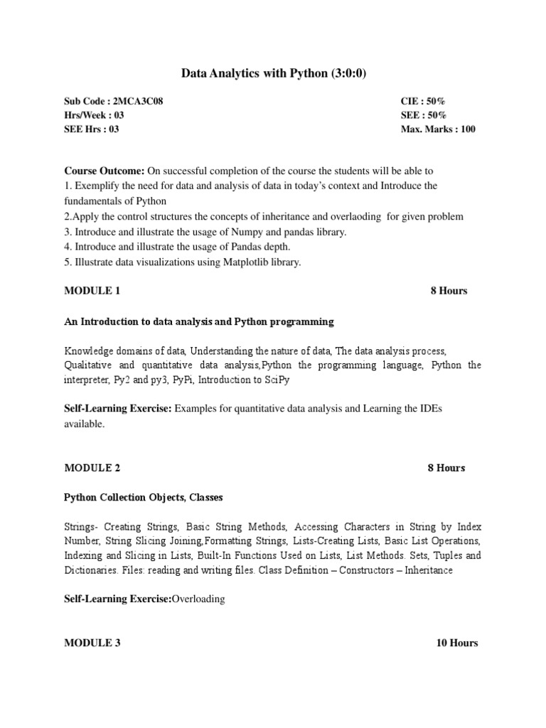 DAP Syllabus Change Formate | PDF | Python (Programming Language) | Data