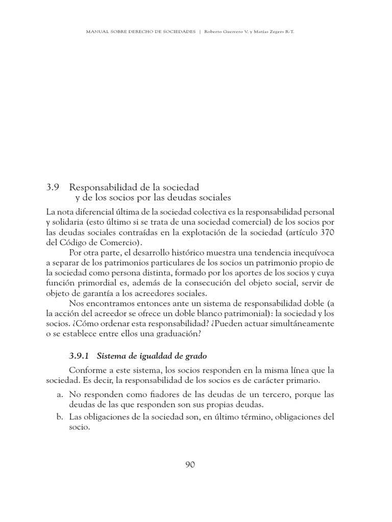 3 Responsabilidad de Los Socios Por Las Deudas Sociales PDF | Descargar gratis PDF | Bienes (Ley ...