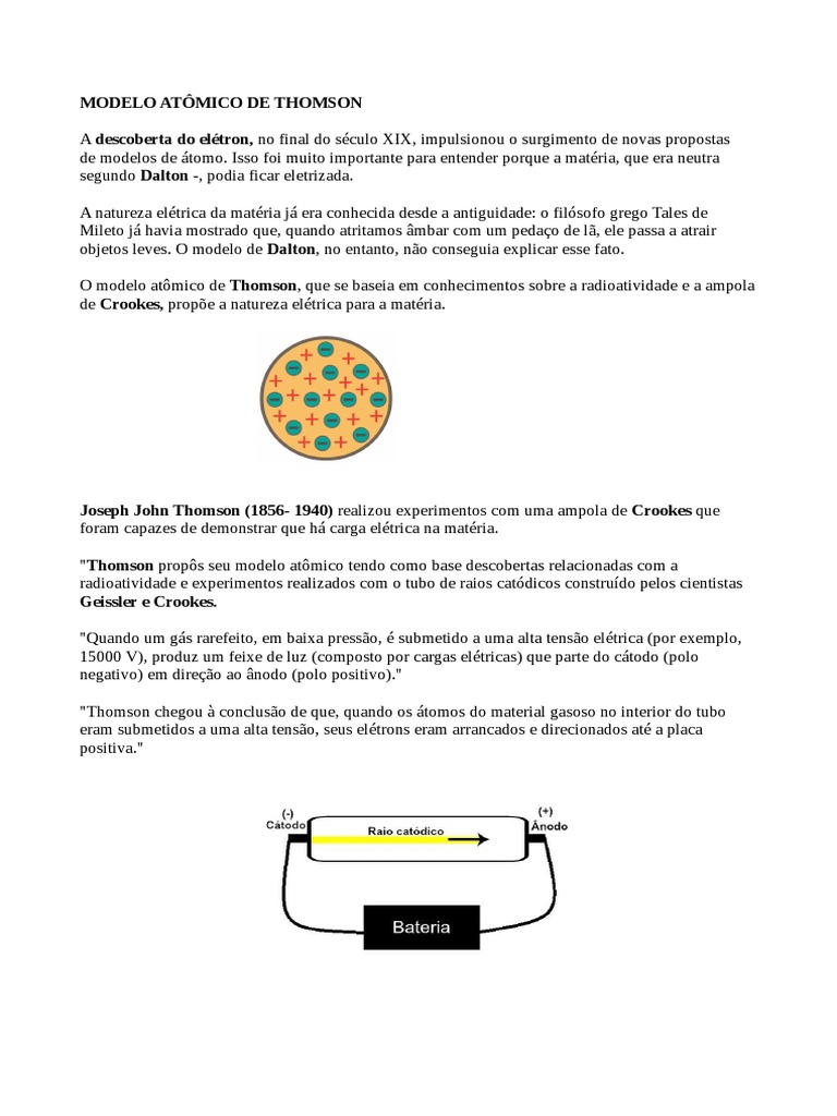 Modelo Atômico de Thomson | PDF