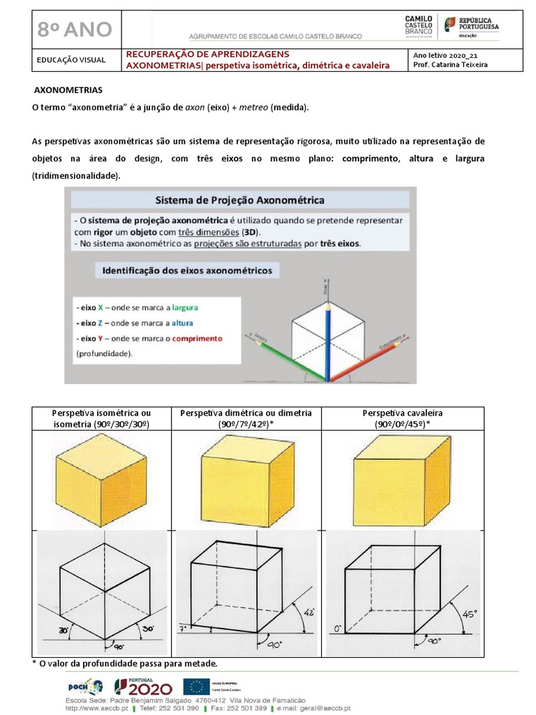 8º Ano Ficha Axonometrias | PDF
