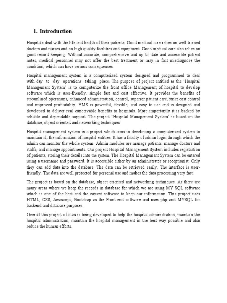Hospital Management System Proposal | PDF | Databases | Hospital