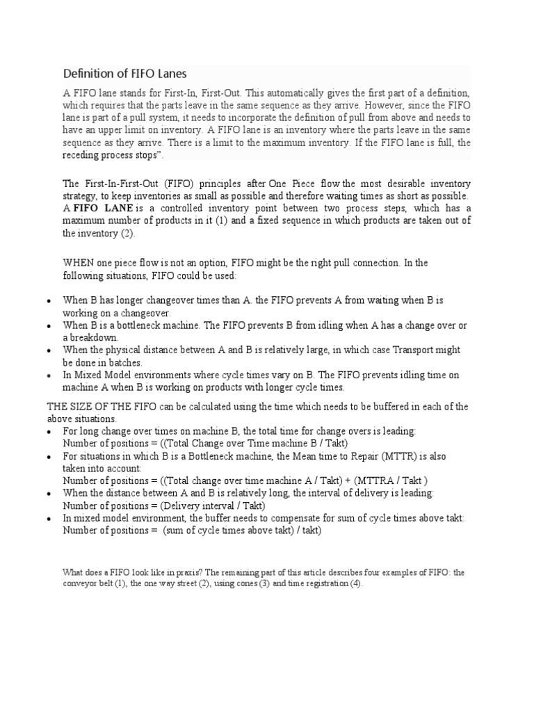 FIFO Lanes | PDF | Inventory