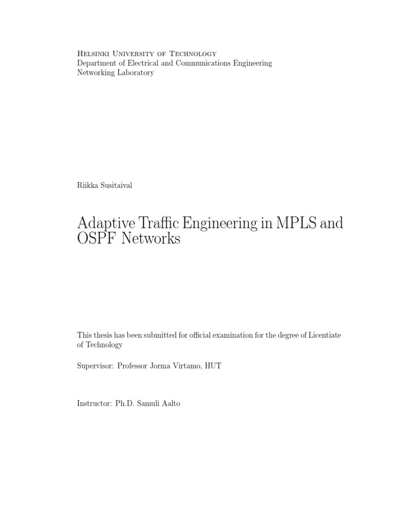 Adaptive Trafficc Engineering in MPLS and OSPF Networks | PDF | Routing | Quality Of Service