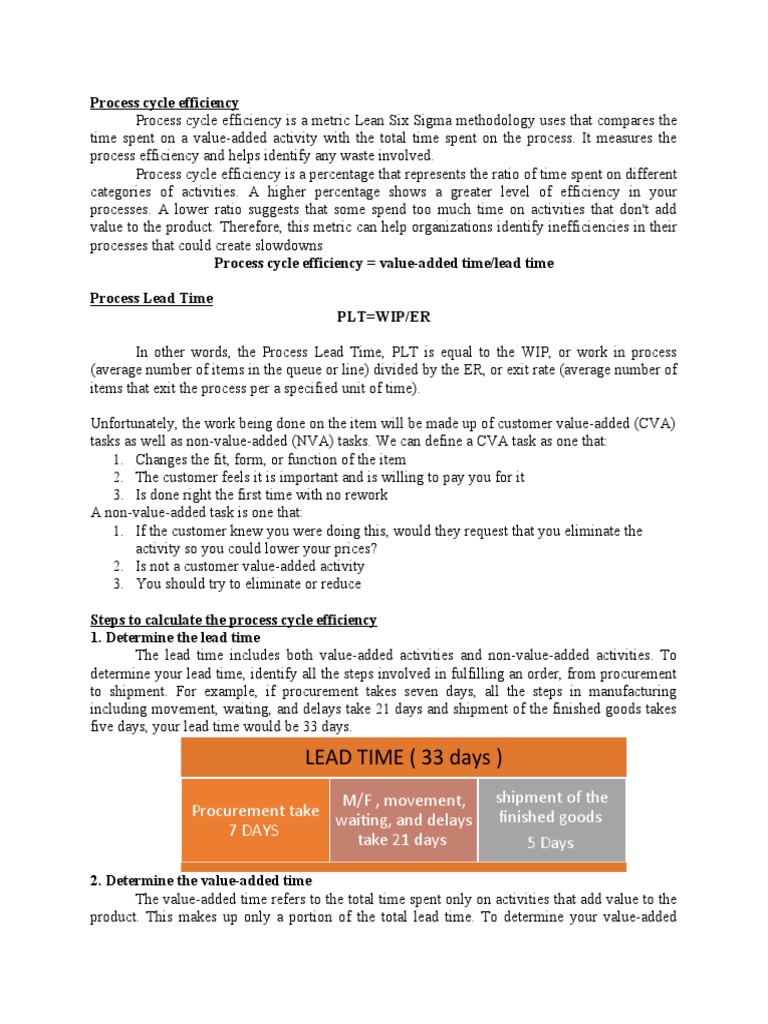Process Cycle Efficiency | Download grátis PDF | Value Added | Efficiency