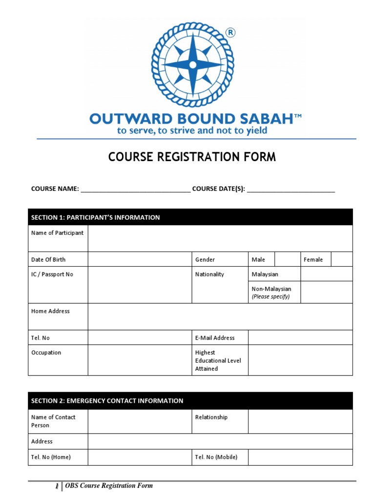 OBS Course Registration Form PDF | PDF | Justice | Crime & Violence