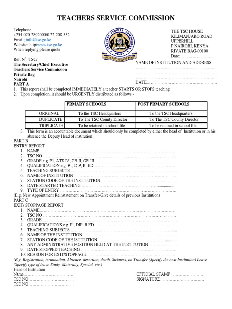 Teachers Service Commission | PDF