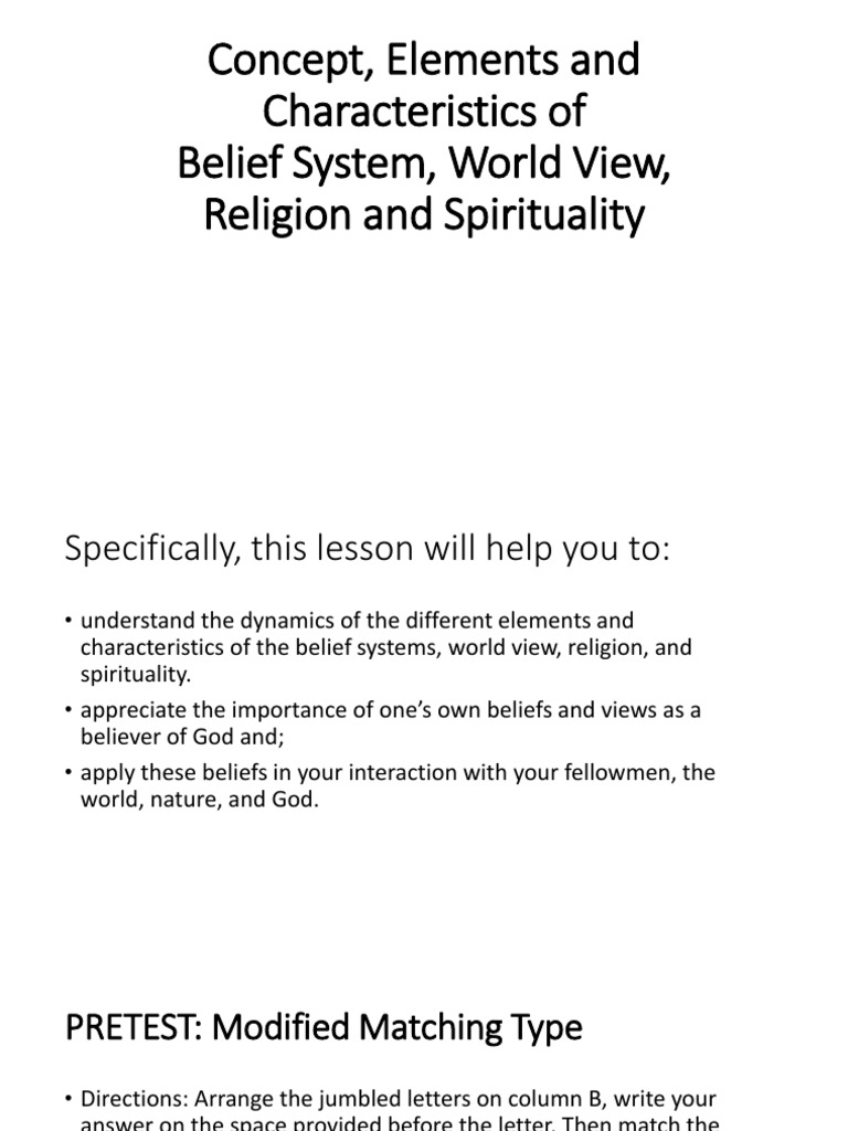 Belief Systems: Concepts and Elements | PDF | Spirituality | God