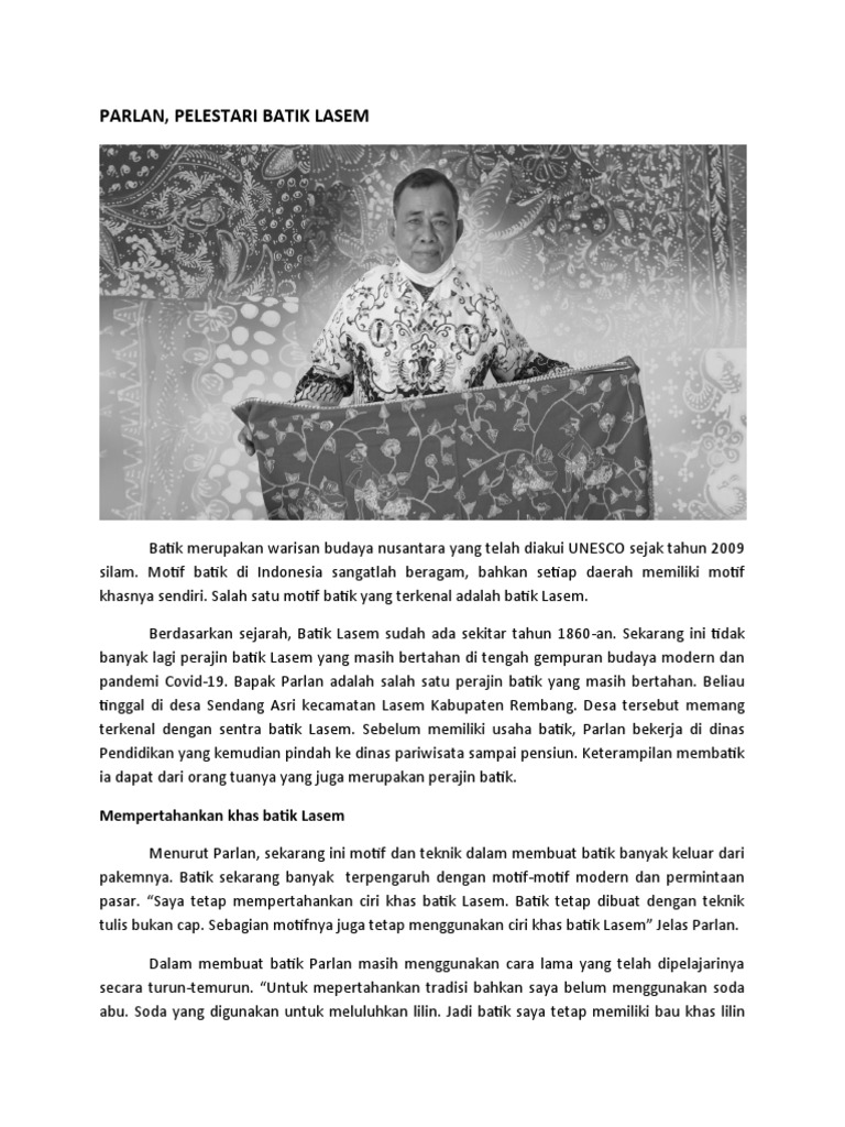 Pelestarian Batik Lasem oleh Parlan | PDF