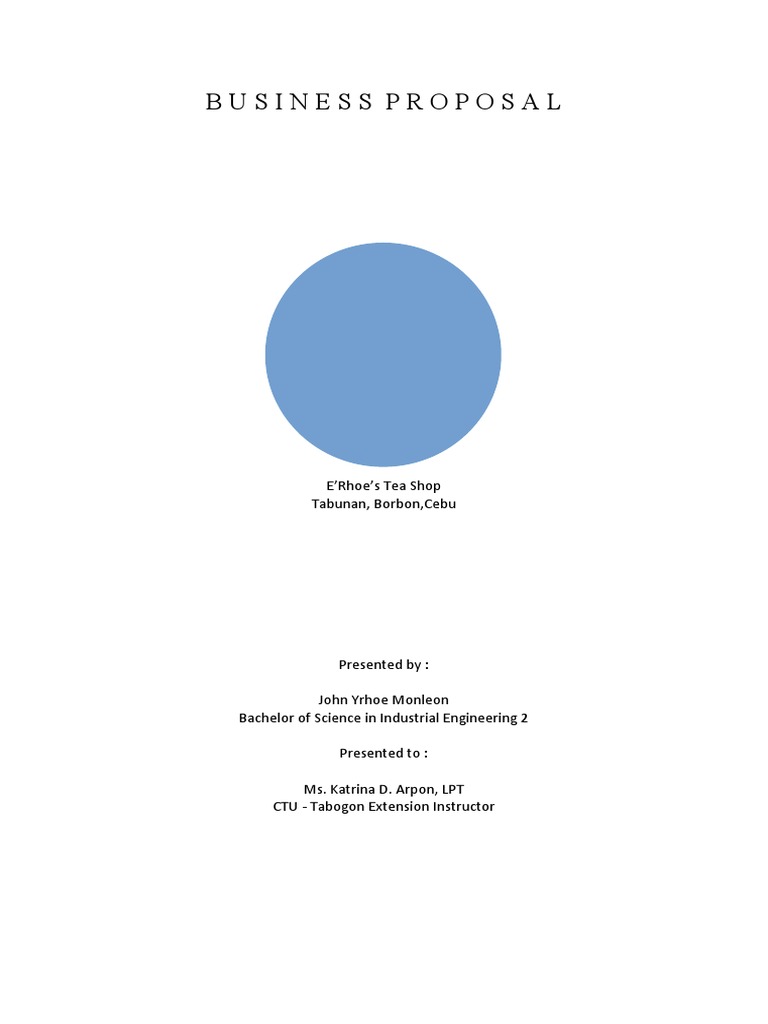 Business Proposal: E'Rhoe's Tea Shop Tabunan, Borbon, Cebu | PDF ...