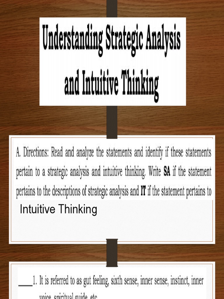 Strategic Analysis and Intuitive Thinking | PDF