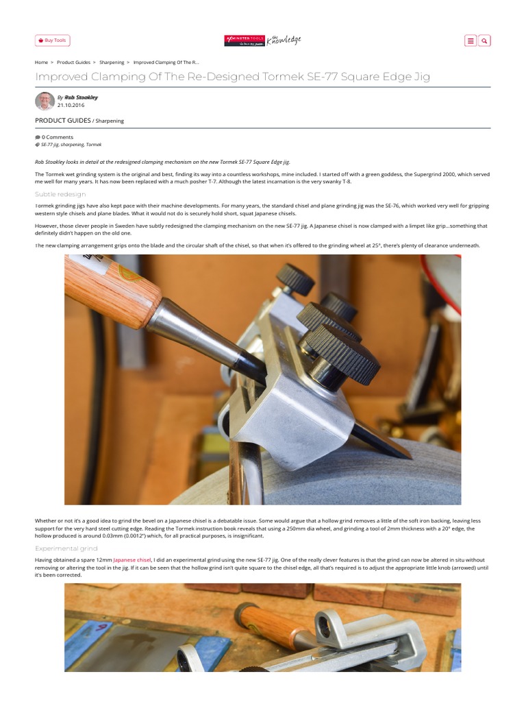 Tormek SE-77 Square Edge Jig Insights The Knowledge | PDF