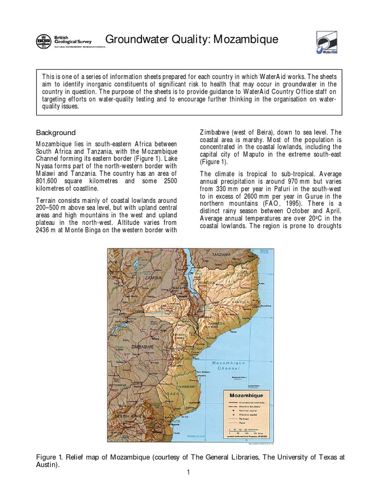 Groundwater Quality Information Mozambique | PDF | Groundwater | Aquifer