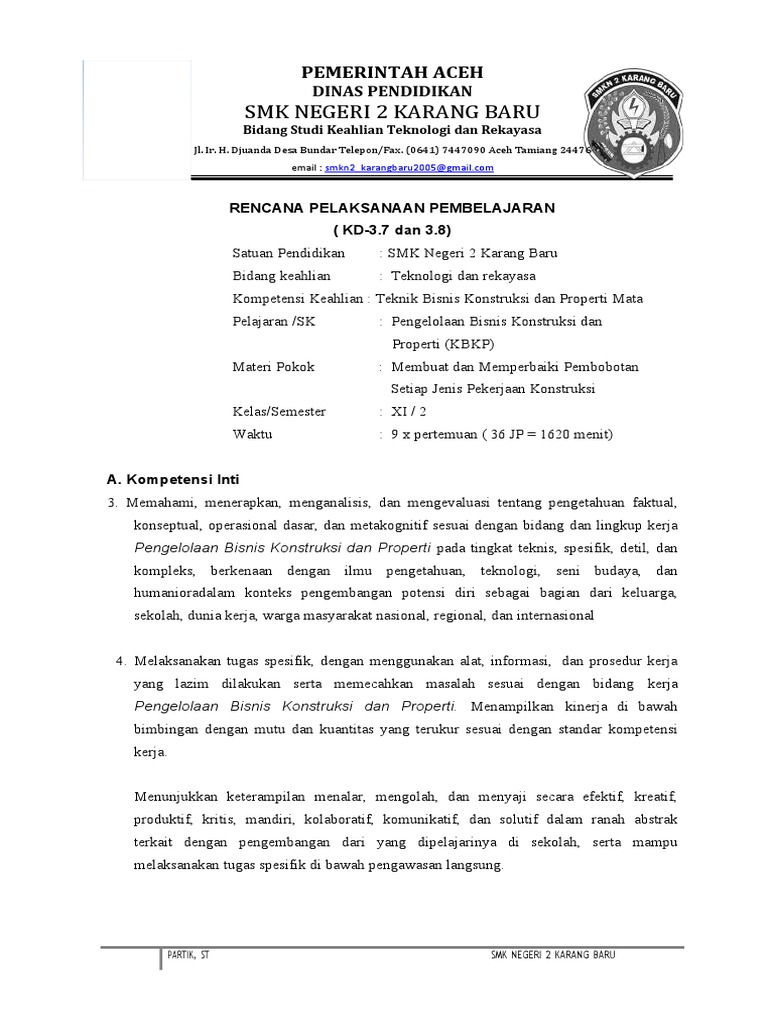 RPP Perencanaan BKP | PDF