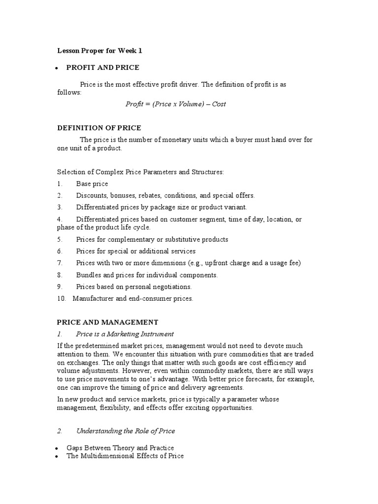 W1 Pricing | PDF | Prices | Microeconomics