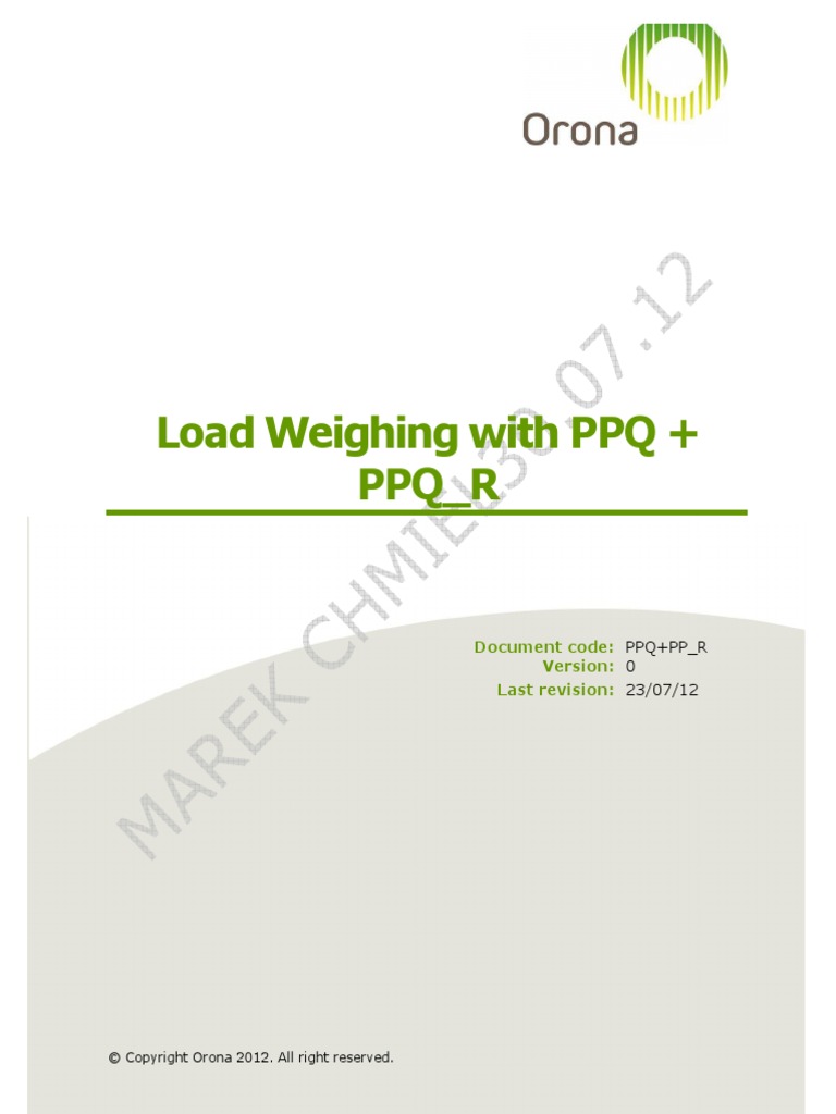 Load Weighing With PPQ, PPQR. M Chmiel-1 PDF | PDF | Weight | Elevator
