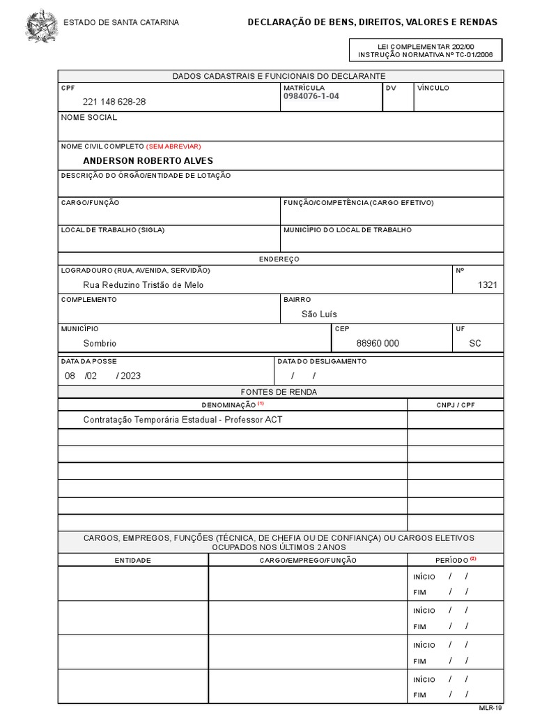 (MLR-019) Declaracao de Bens, Direitos, Valores e Rendas - 23-06-2017 ...