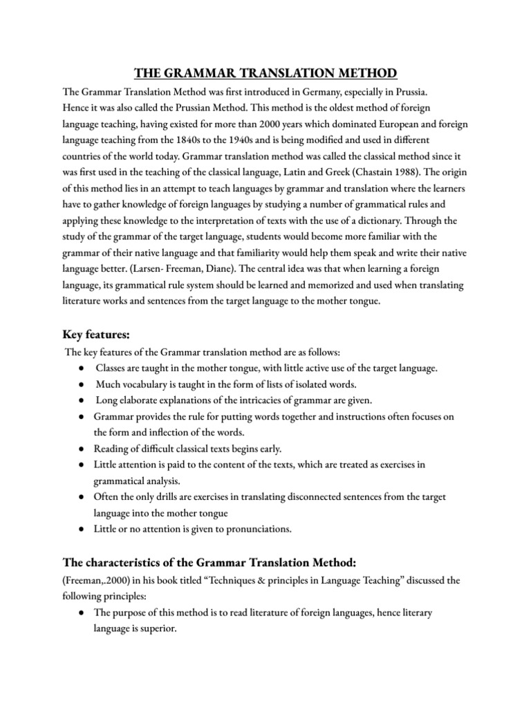 The Grammar Translation Method | PDF | Language Education | Translations