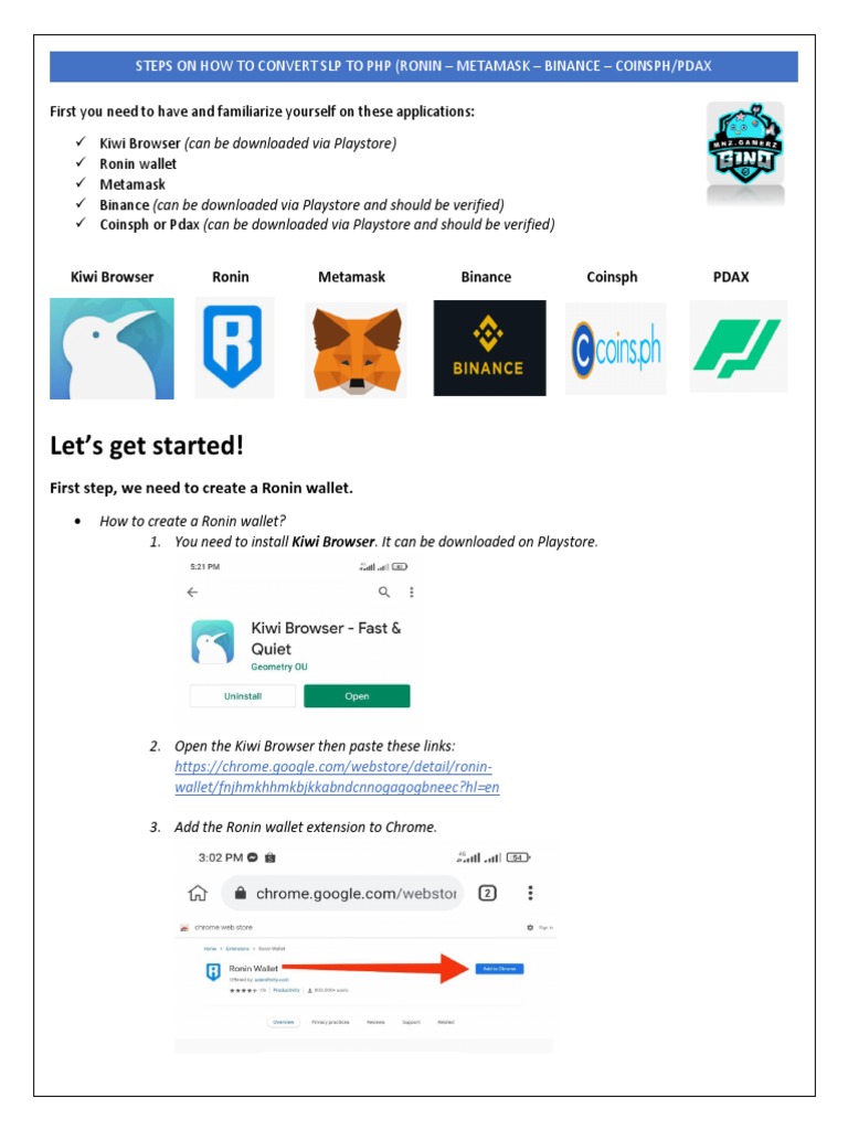 Let's Get Started!: Steps On How To Convert SLP To PHP (Ronin - Metamask - Binance - Coinsph ...
