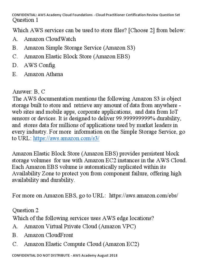 AWS Cloud Practicioner Exam Examples 0 | PDF | Cloud Computing | Amazon ...