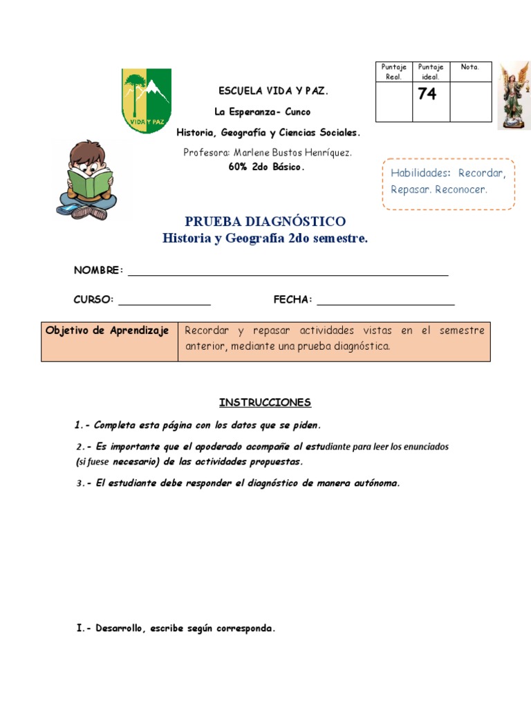 Prueba Diagnóstica de Historia 2do Básico | PDF