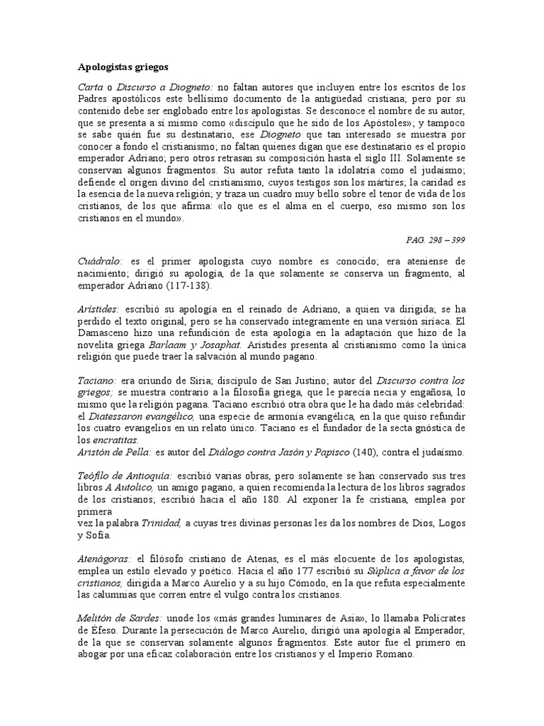 Apologistas Griegos | PDF | Apologética | Religiones abrahámicas