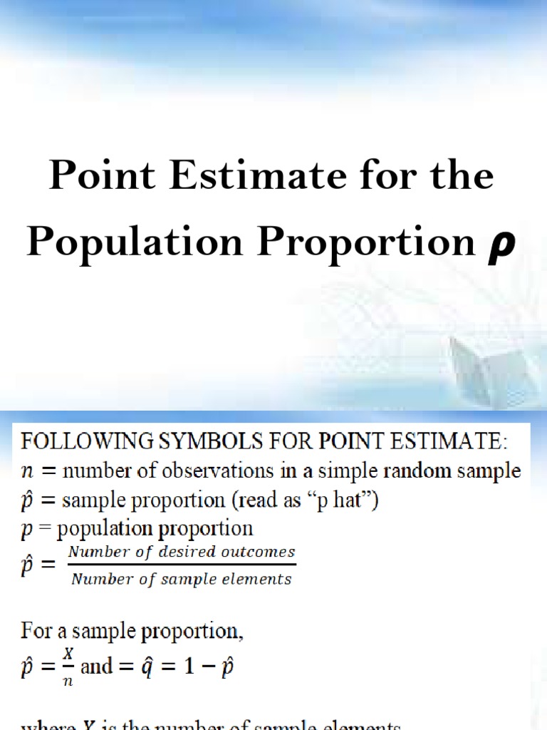 V. Point Estimate For Population Proportion P PDF | PDF