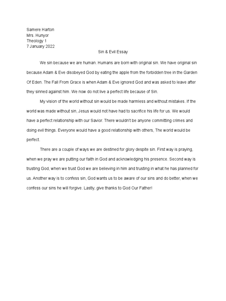 Sin Evil Essay | PDF