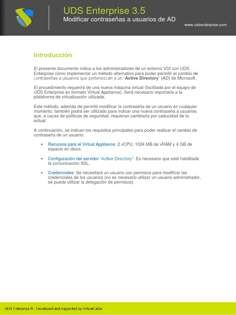 Modificar Contrasenas Ad en Uds Enterprise | PDF | Contraseña | Dirección IP