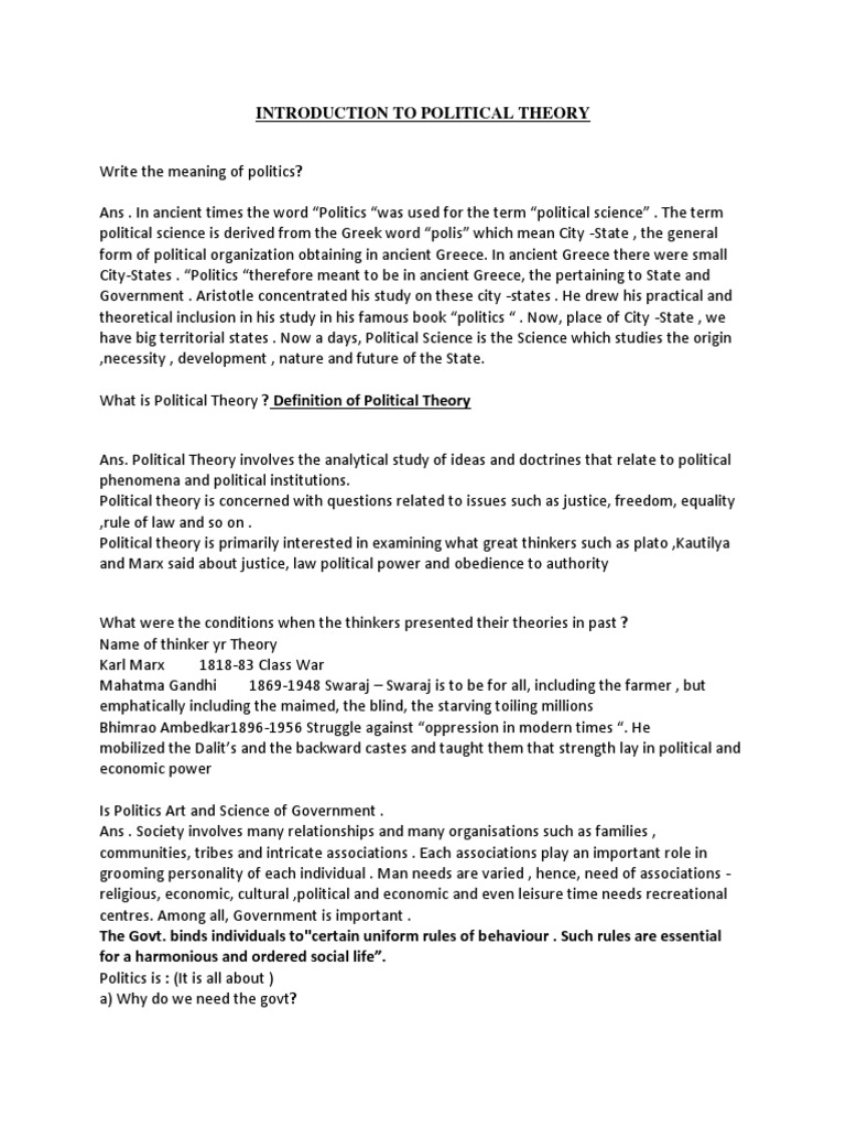 Introduction To Political Theory PDF | PDF | Political Philosophy ...