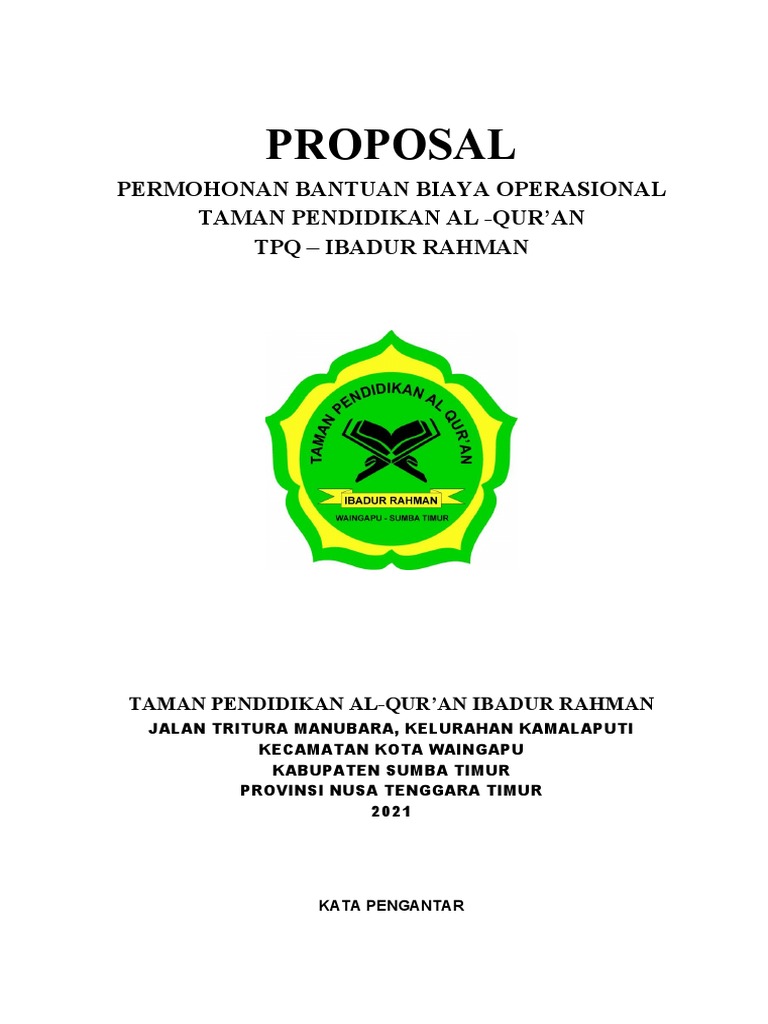 Proposal TPQ Ibadur Rahman 2021 | PDF