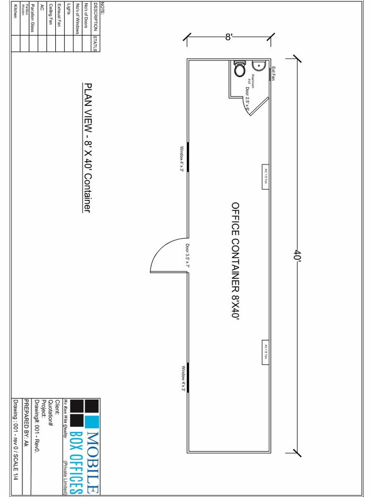 Plan View - 8x40 Fabricated Container PDF | PDF