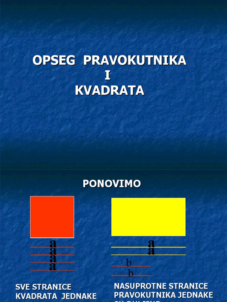 Opseg Kvadrata I Pravokutnika | PDF