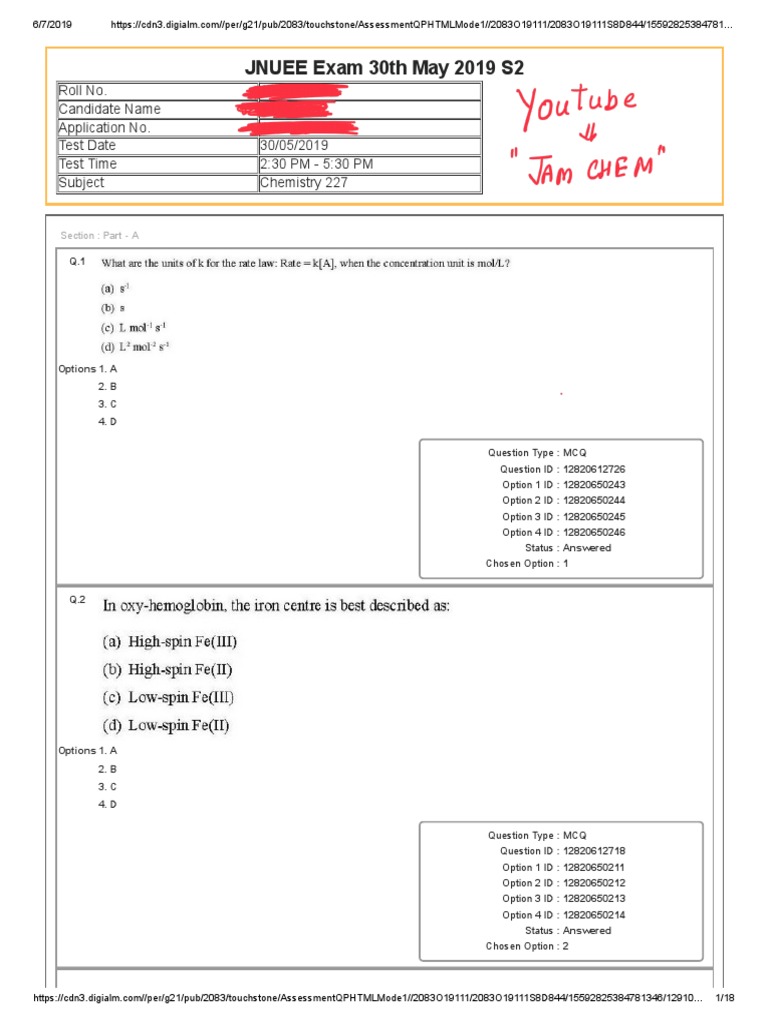 JNU 2019 Response Sheet | PDF | Multiple Choice | Schools