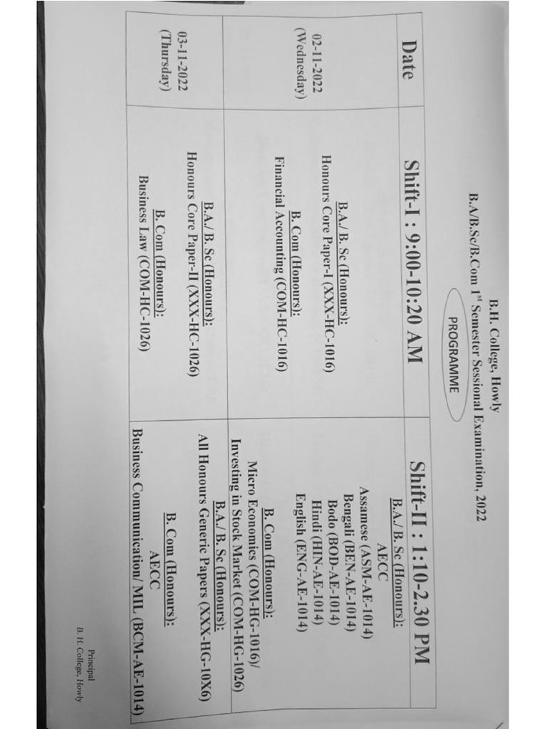 Sessional Exam Routine (Odd Sem) PDF | PDF