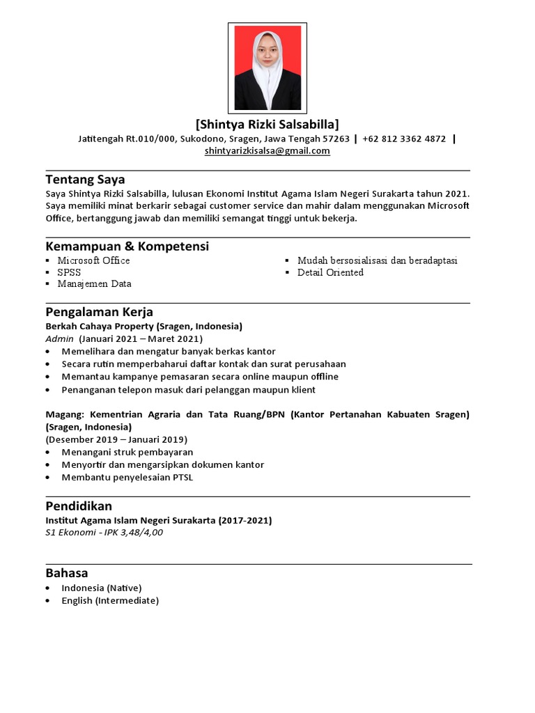 Contoh CV FIX | PDF