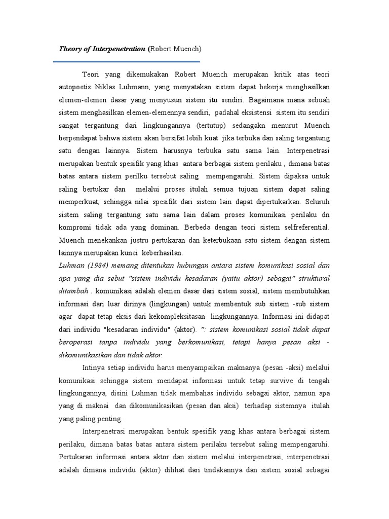 Teori Interpenetrasi Robert Muench | PDF