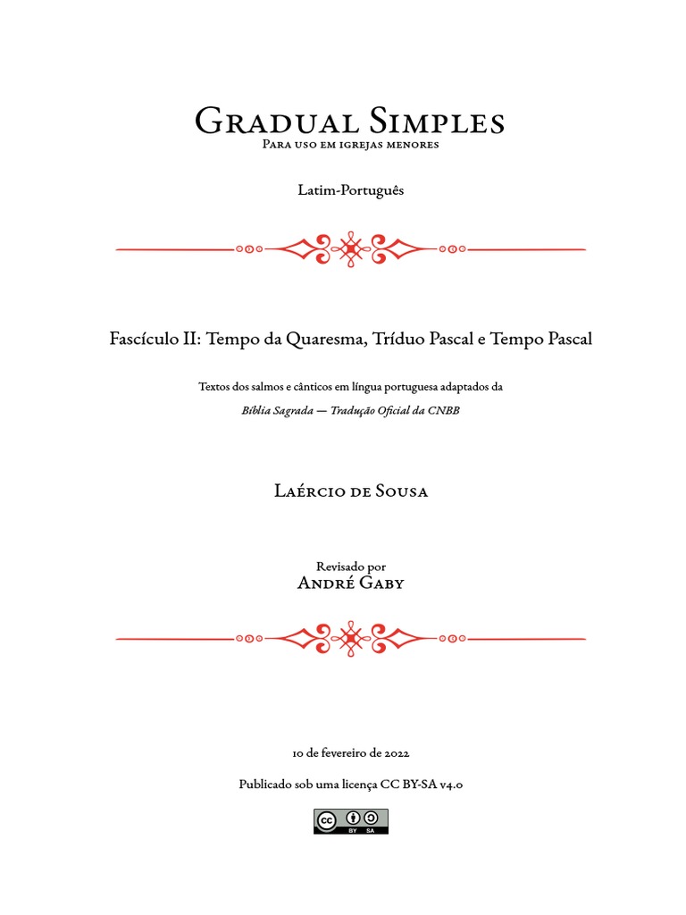 Gradual Simples - Fascículo II Tempo Da Quaresma, Tríduo Pascal e Tempo Pascal PDF | PDF | Missa ...