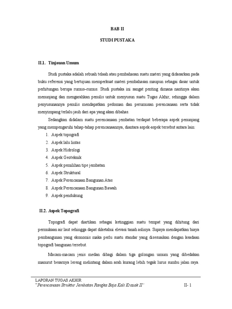 Bab Ii Studi Pustaka: Laporan Tugas Akhir | PDF