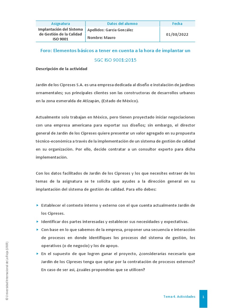 Implementacion de Un Sistema de Gestion de Calidad - Foro | Descargar ... Implementacion de Un Sistema de Gestion de Calidad - Foro | Descargar ...