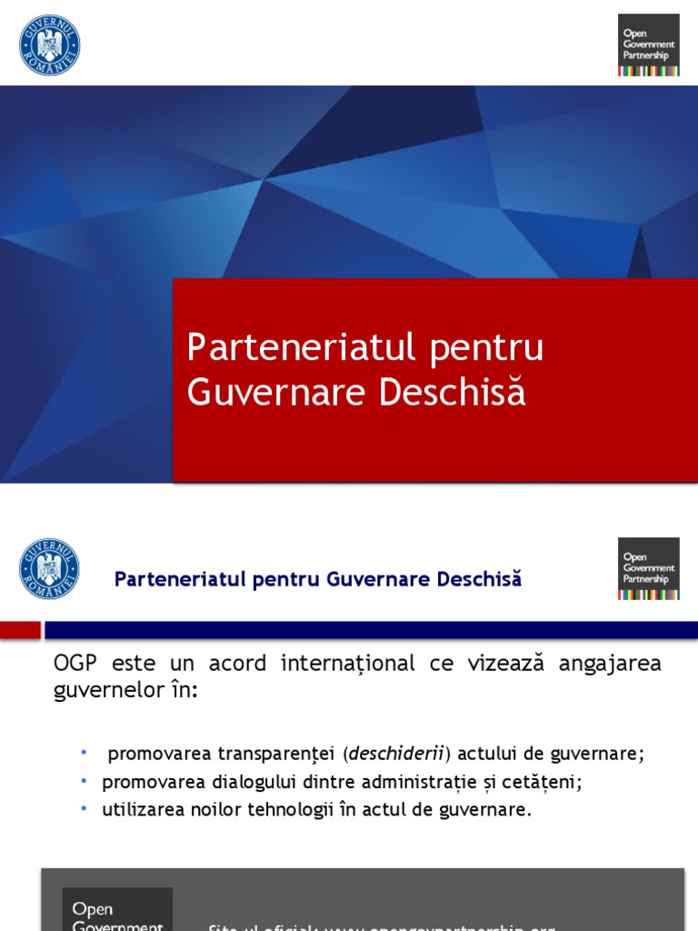Parteneriatul Pentru o Guvernare Deschisa Romania | PDF