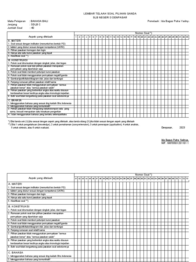 Kartu Telaah-Soal | PDF