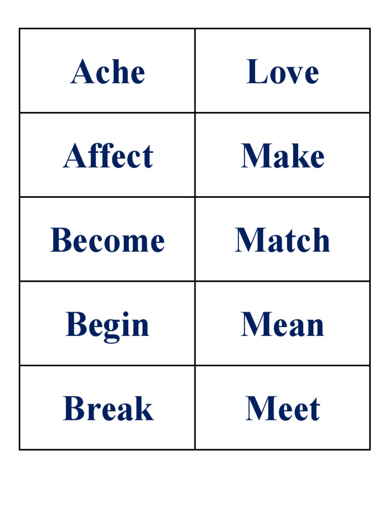 Verbs in Present Flashcards To Print | PDF