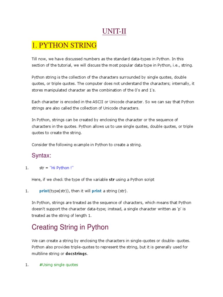 Python Programming UNIT 2 | PDF | String (Computer Science) | Regular Expression
