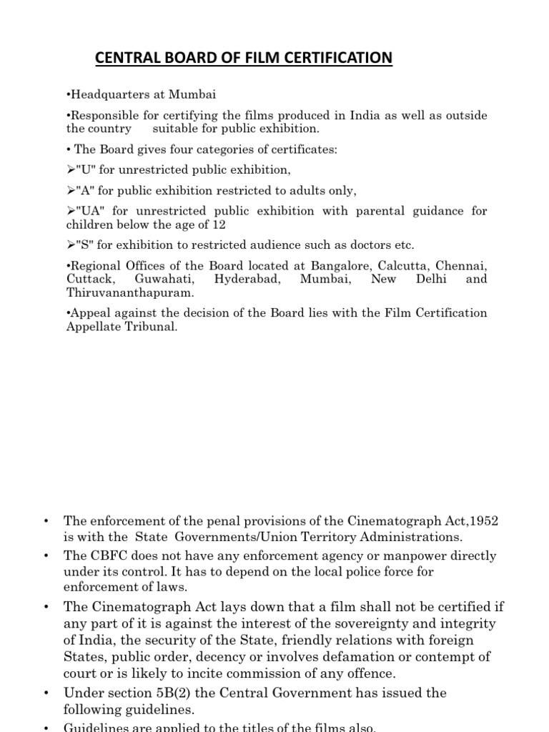 CBFC Overview and Certification Process | PDF | Social Science