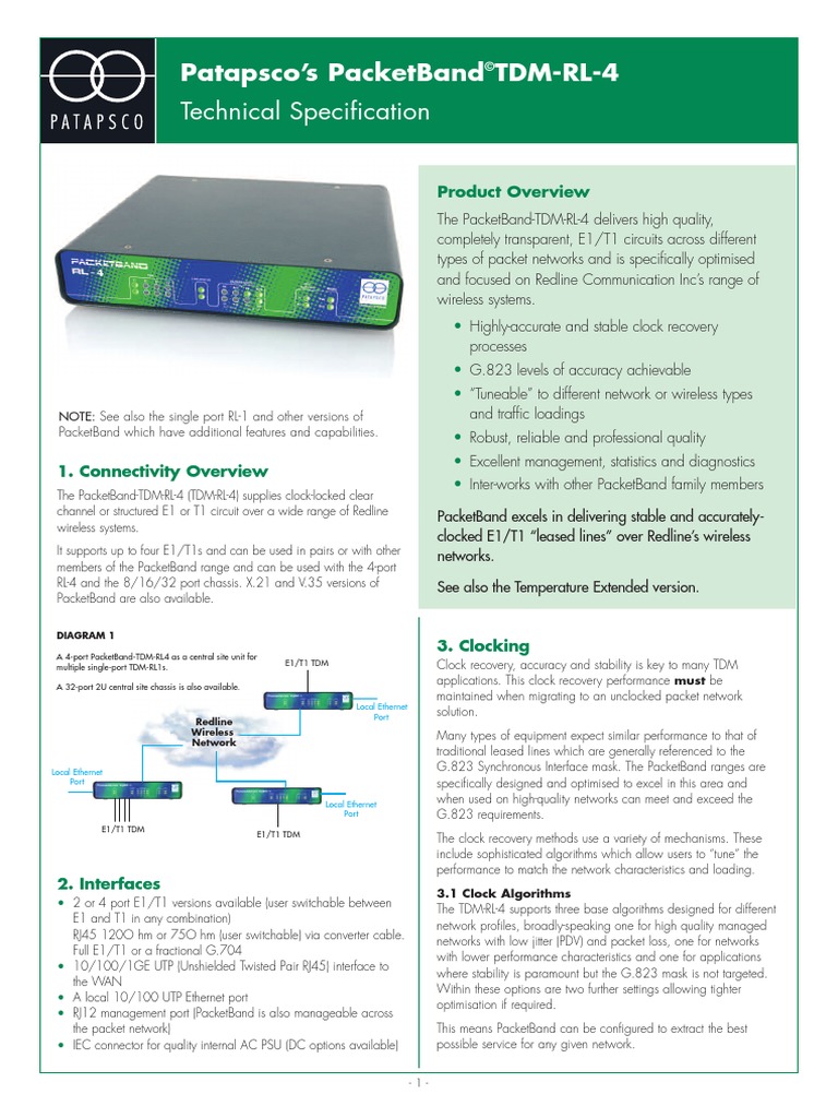Redline Wireless TDM RL4 Backhaul 4-Port E1 and T1 Over Ethernet ...