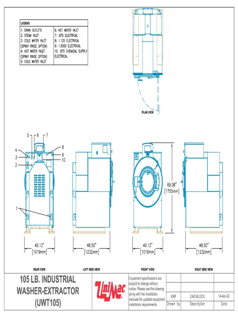 105 LB Industrial Washer Extractor Uwt105 PDF | PDF