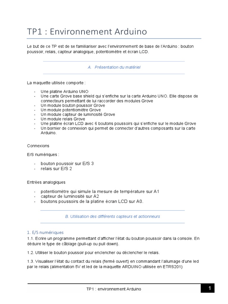 TP1 Environnement | PDF | Arduino | Informatique
